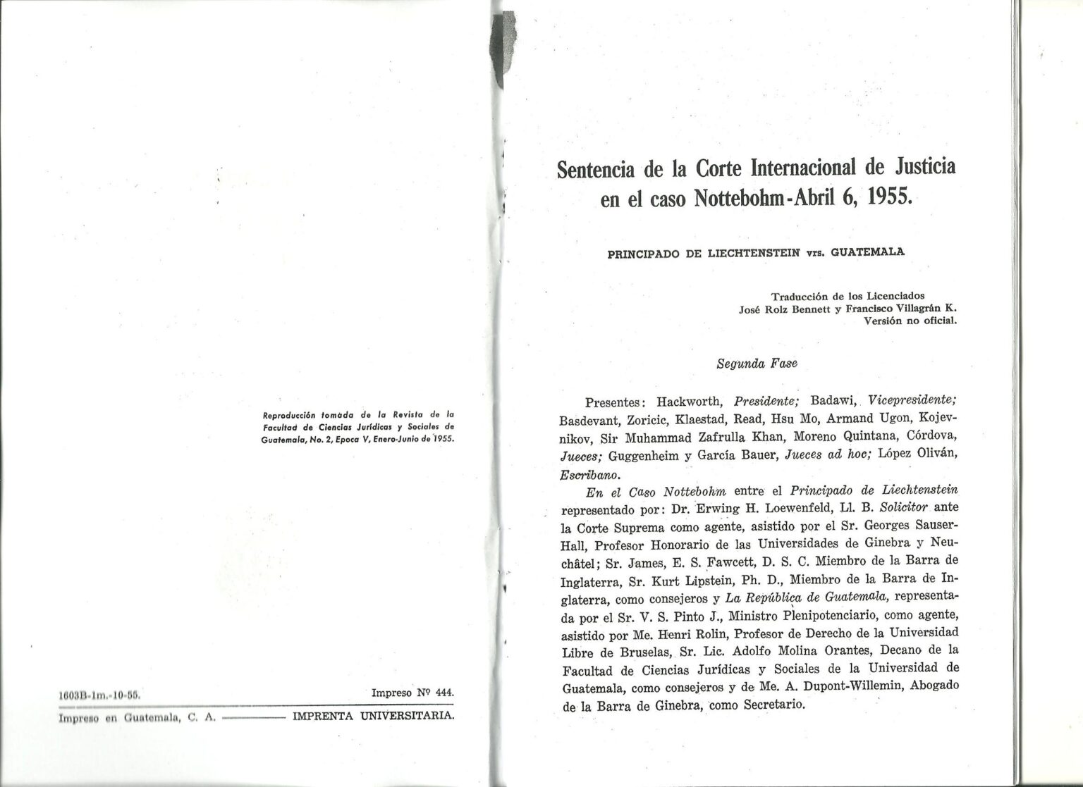 Caso Nottebohm, Liechtenstein vs Guatemala | Dr. Adolfo Molina Orantes